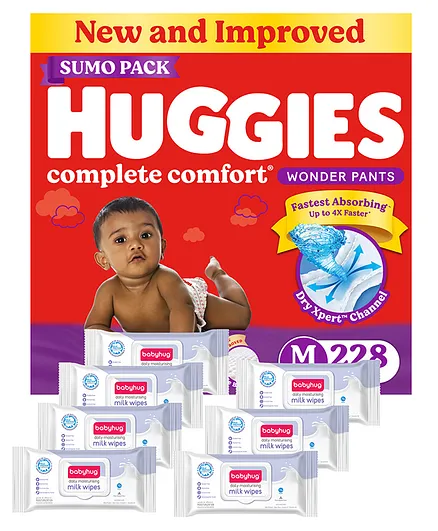 Buy Huggies Wonder Pants Diapers Sumo Pack Medium Size - 228 Pieces ...