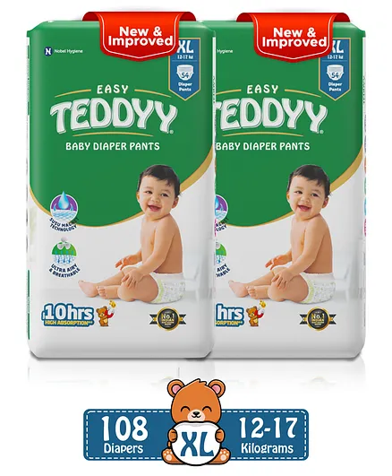 Buy TEDDYY Easy Baby Diaper Pant XLarge- (XL) 54 count - (Pack of 2 ...