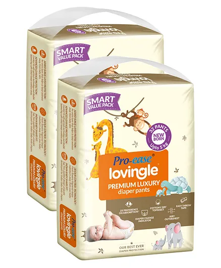 Buy Pro-ease Lovingle Premium Luxury Diaper Pants New Born - 32 Pieces ...
