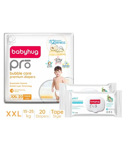 Buy Babyhug Pro Bubble care premium Tape Style Diaper XX Large - 20 ...