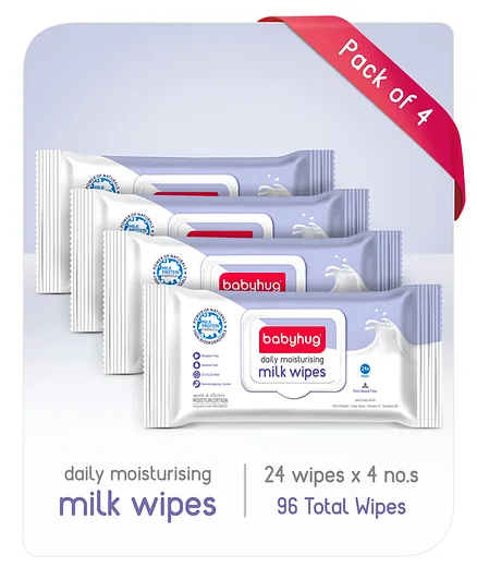 Buy Babyhug Daily Moisturising Milk Wipes Travel Pack - 24 Pieces (pack ...