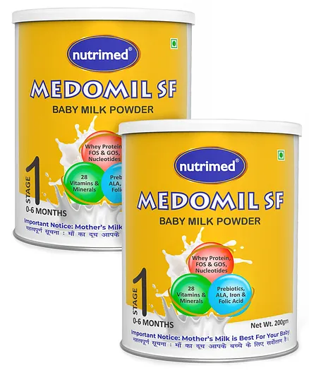 Buy Nutrimed Medomil Stage 1 SF Infant Milk Formula - 200 gm (Pack of 2 ...