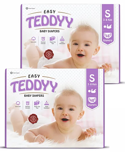 Buy Teddyy Baby Diapers Easy Small 48 Pieces,Taped Style Diaper - (Pack ...
