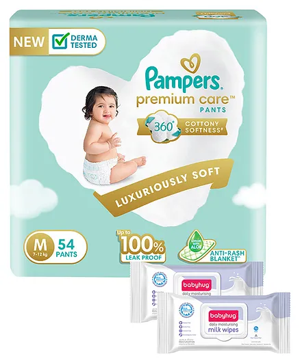 Buy Pampers Premium Care Pants, Medium size baby diapers (M), 54 Count ...