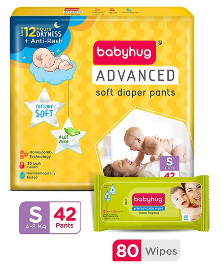 Buy Babyhug Advanced Pant Style Diapers Small - 42 Pieces & Babyhug ...