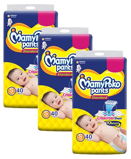 Buy MamyPoko Pants Standard Pant Style Diapers (Small) 40 - (Pack of 3 ...