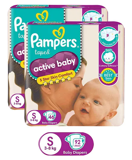 Buy Pampers Active Baby Diapers Small - 46 Pieces ( Pack of 2 ) Online ...