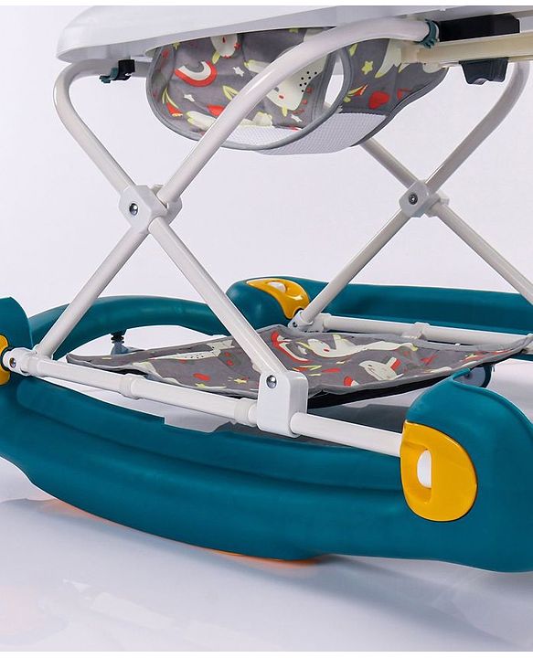Babyhug Unicorn Foldable Baby Walker Cum Rocker With Sun Shade - Blue
