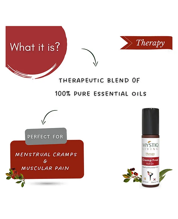 Mystiq Living Cramp Free Roll On Blend Of Pure Essential Oils Relief From Menstrual Period Pain Muscle Cramp Relief 10 ml Online in India Buy at Best Price from FirstCry 12238163