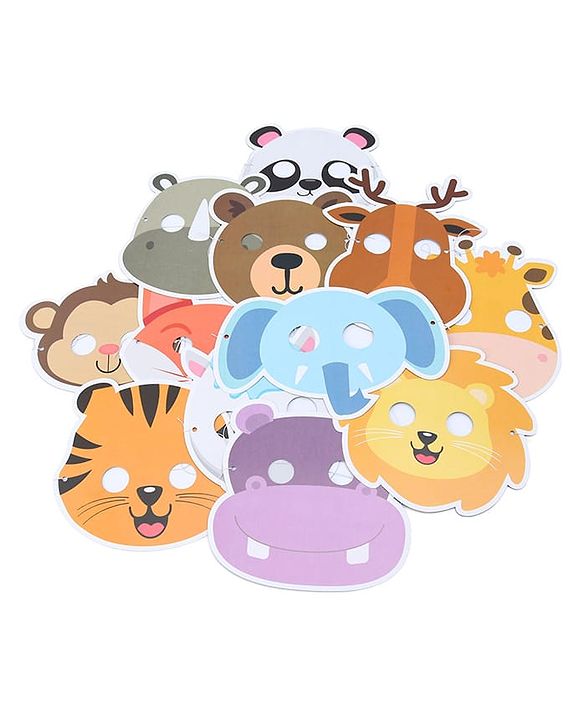Babyhug Animal Face Mask Set - 12 Piecesm | Animal-Themed Designs | Fun ...