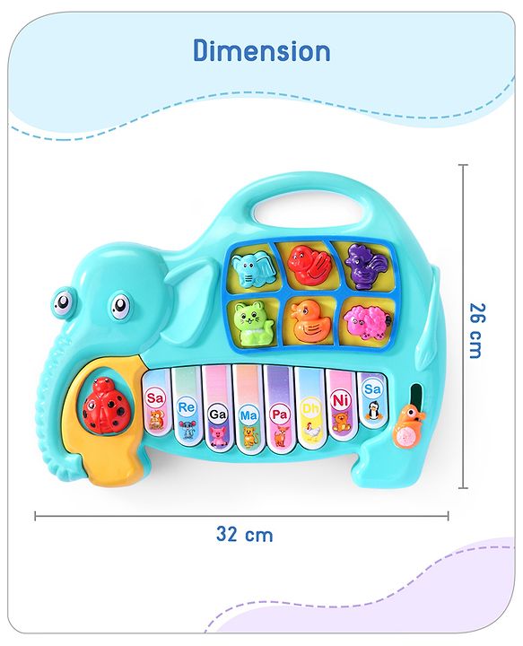 Babyhug Musical Elephant Piano for Kids|Light-Up Keys with Sa Re Ga Ma ...