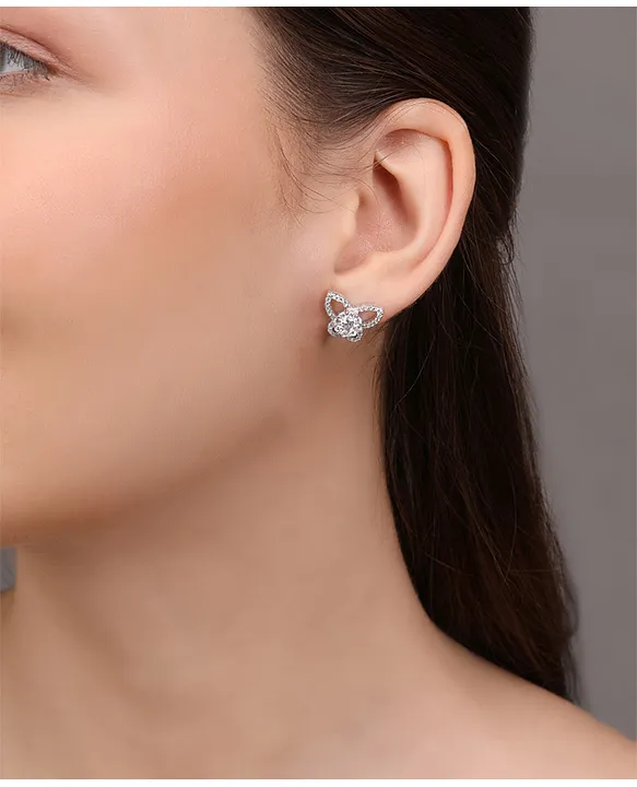 Silver Chest 925 Silver Earring for Women and Girls Pure Silver Ear Studs with AAA Cubic Zirconia stones Butterfly Design Set of 2. Online in India Buy at Best Price from FirstCry