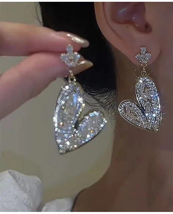 Yu Fashions rhinestone Crustal Heart Shaped Metal Korean Earrings Pair Online in India Buy at Best Price from FirstCry 16460942