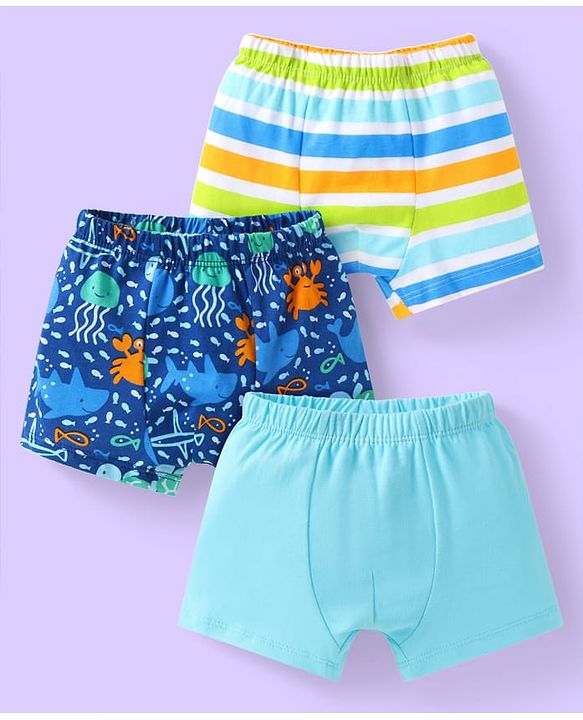 Babyhug Interlock Knit Trunks With Stripes & Sea Life Print Pack Of 3 ...