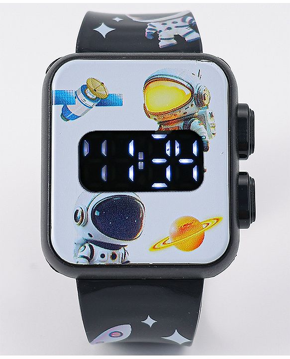 Babyhug Digital Watch With Space Theme Free Size - Black