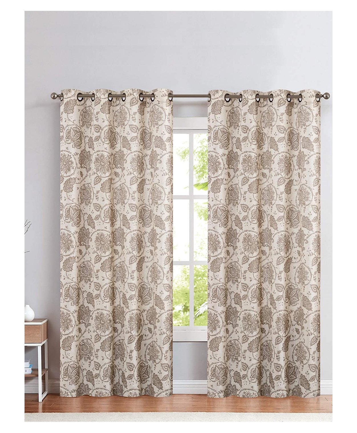 Elementary 100 Cotton Fl Print Window Curtains With Eyelets Pack Of 2 ...