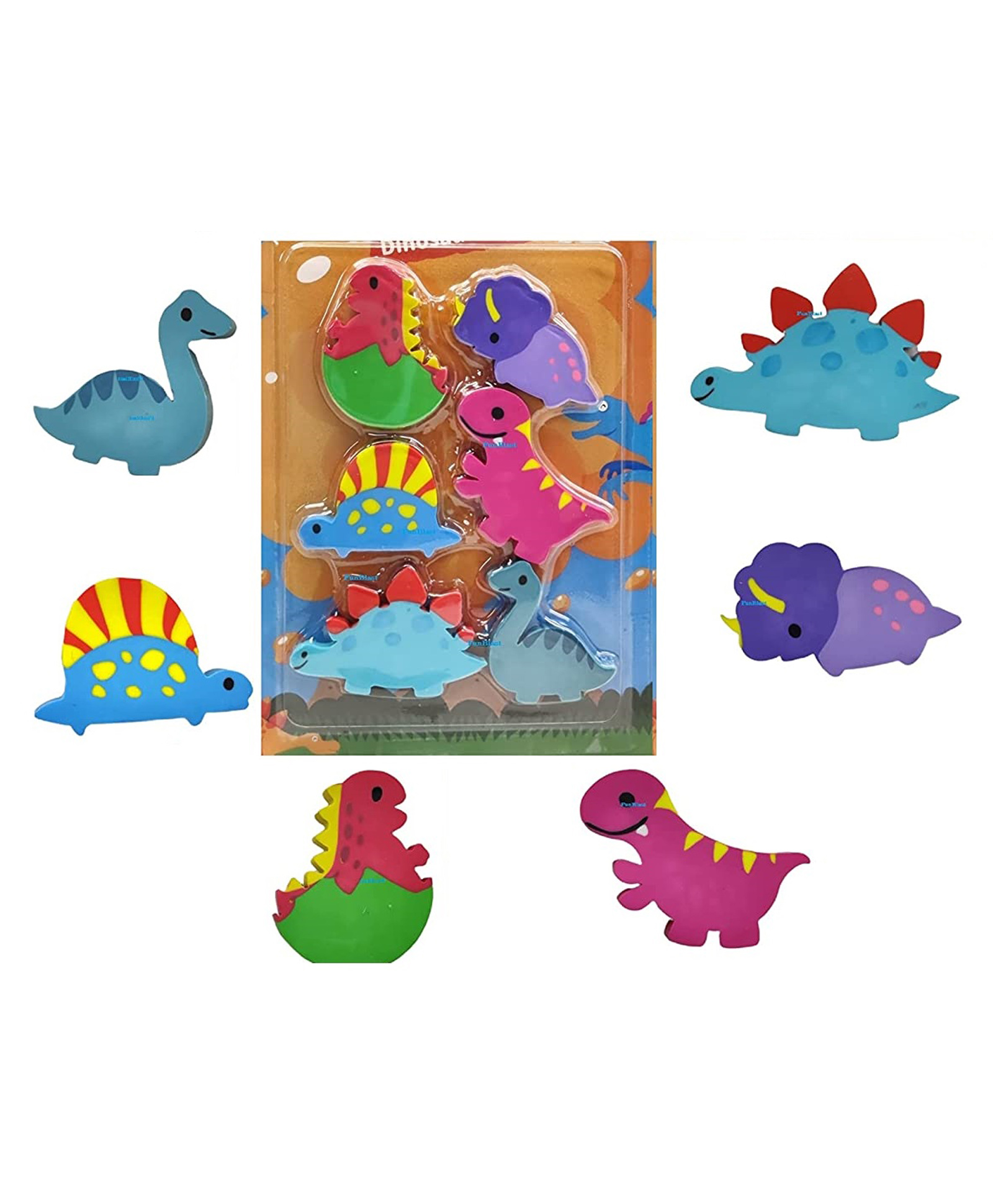 Buy Combo pack of 2: FunBlast Dinosaur Shaped Erasers Pack of 6 ...