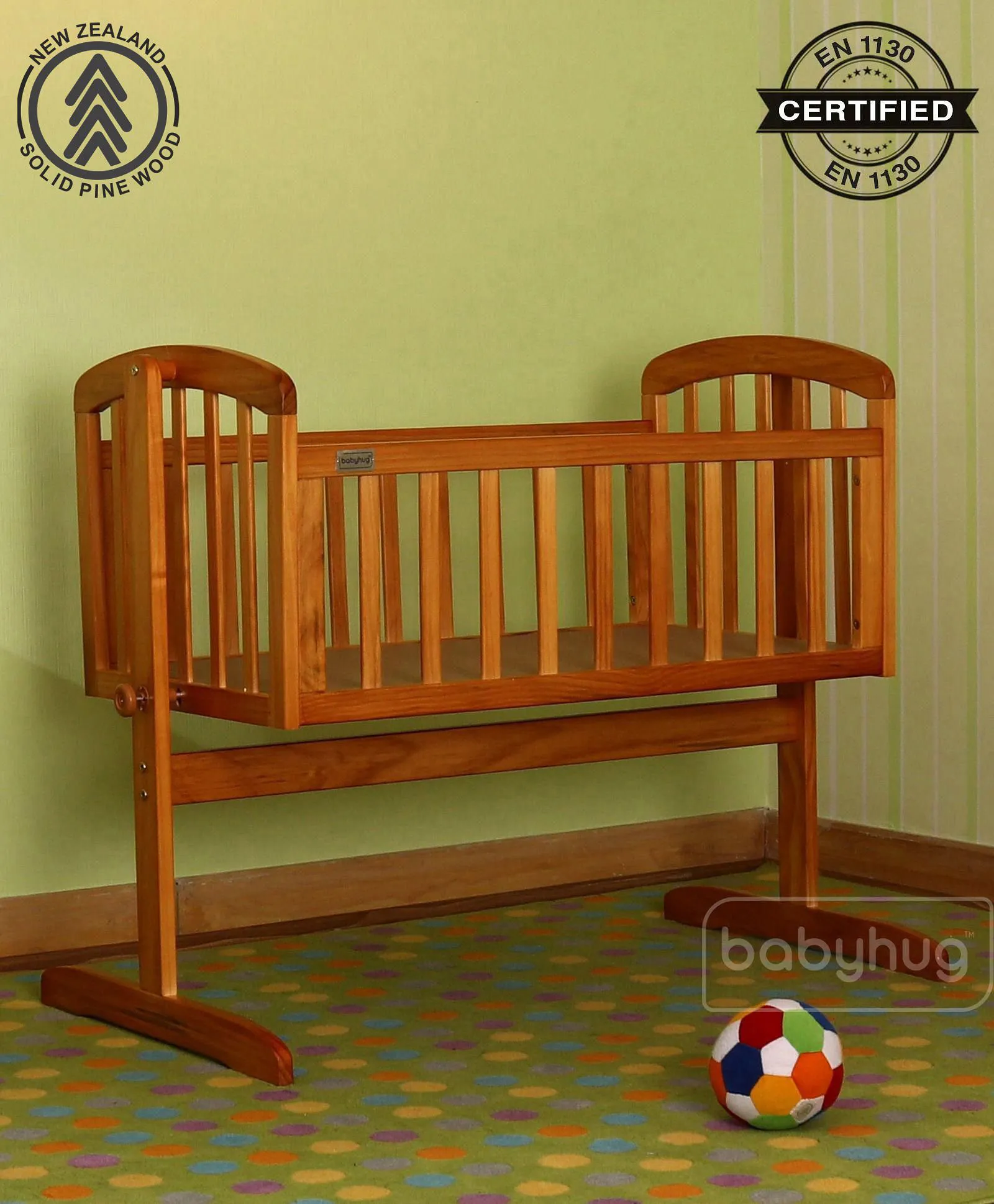 Buy Babyhug Joy Cradle - Natural & Babyhug Baby Mattress Maroon (Design ...