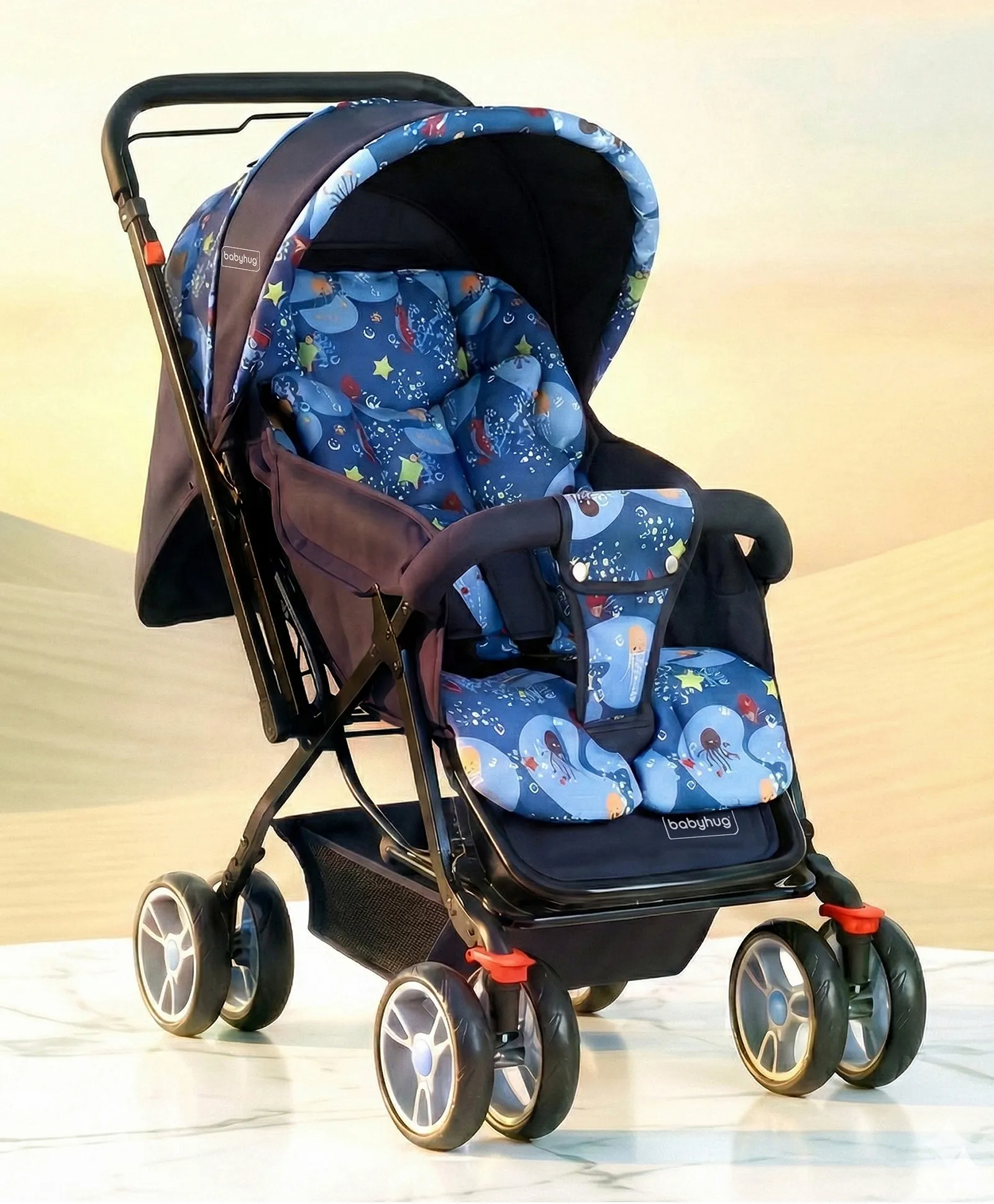 Buy Babyhug Comfy Ride Stroller With Reversible Handle - Blue Online at ...