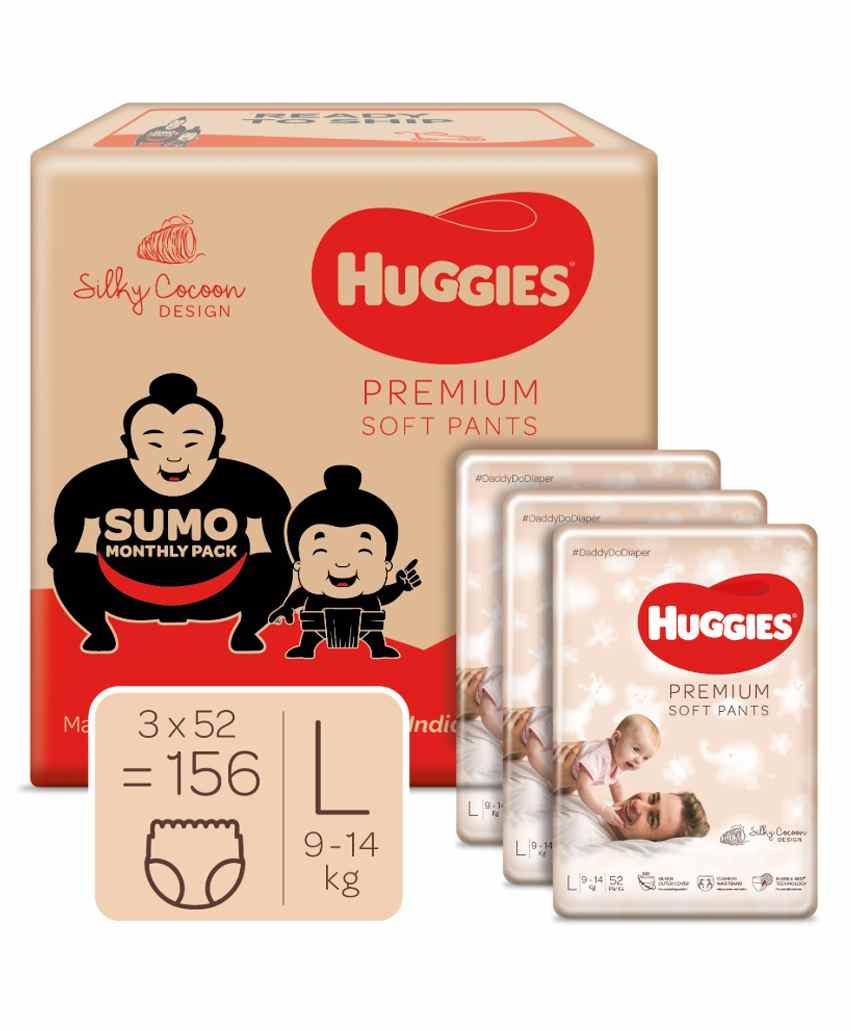 Buy Huggies Premium Soft Pants Sumo Monthly Pack Large L Size Baby ...