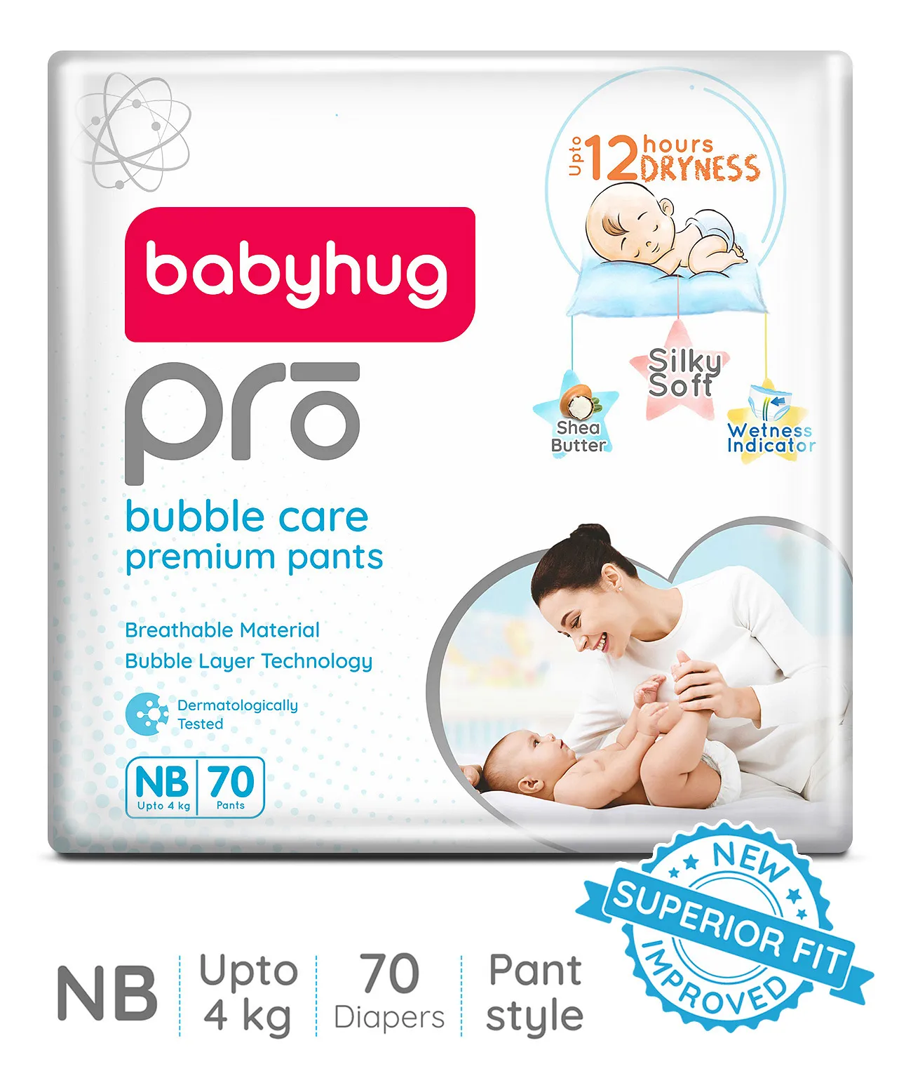 Buy Babyhug Pro Bubble Care Pant Style Diapers New Born - 70 Pieces ...