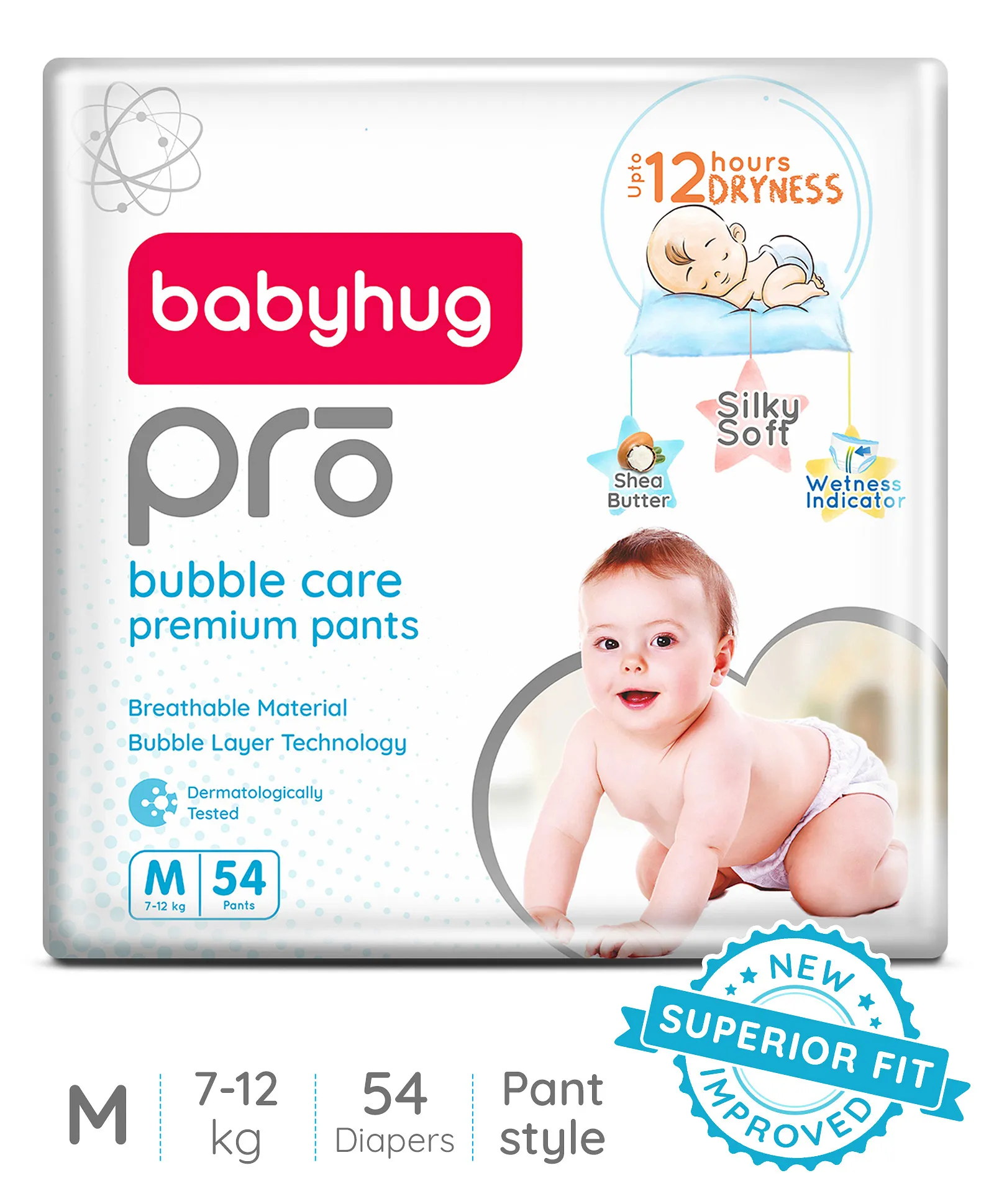 Buy Babyhug Pro Bubble Care Pant Style Diapers Medium - 54 Pieces ...