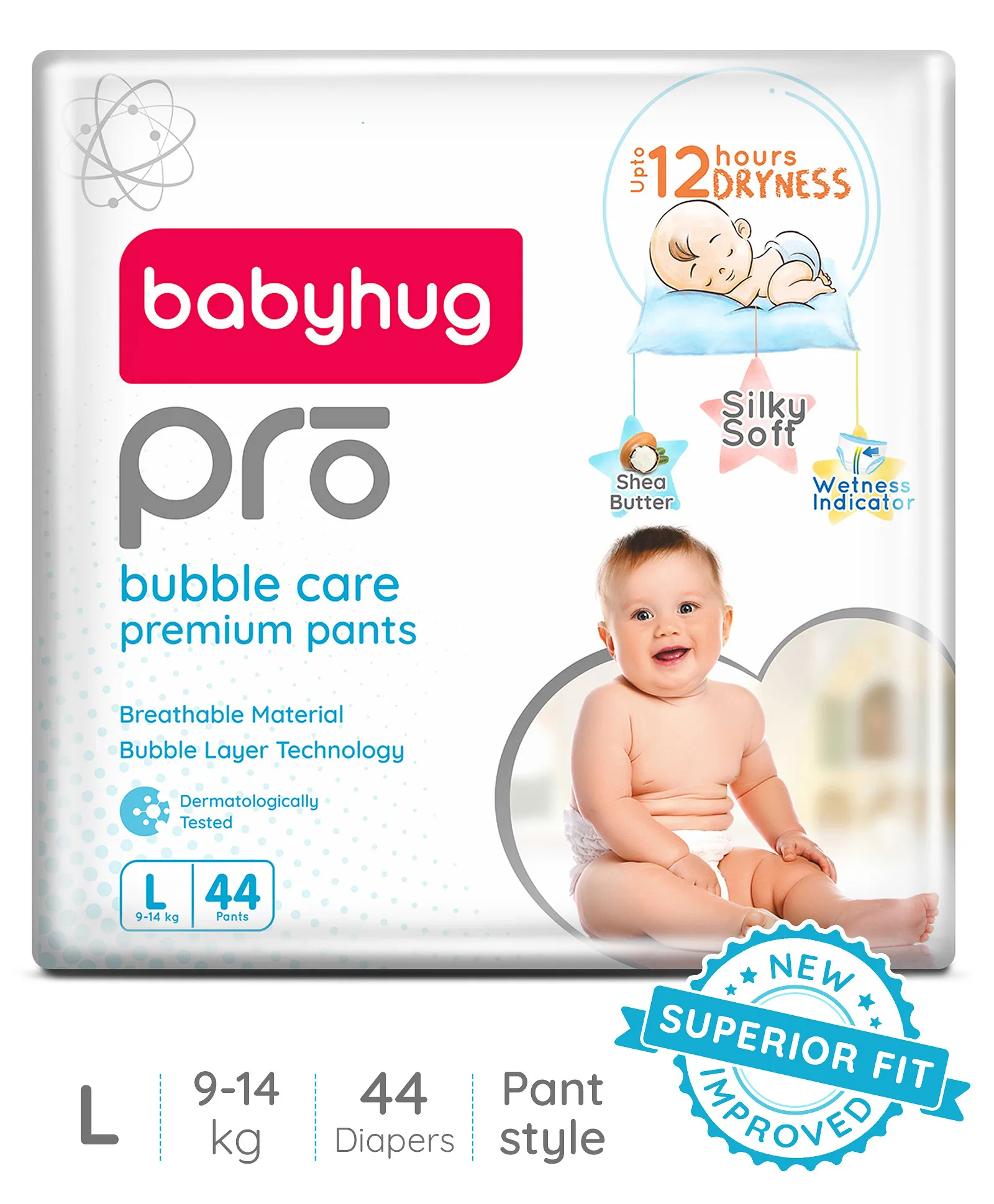 Buy Babyhug Pro Bubble Care Pant Style Diapers Large - 44 Pieces ...
