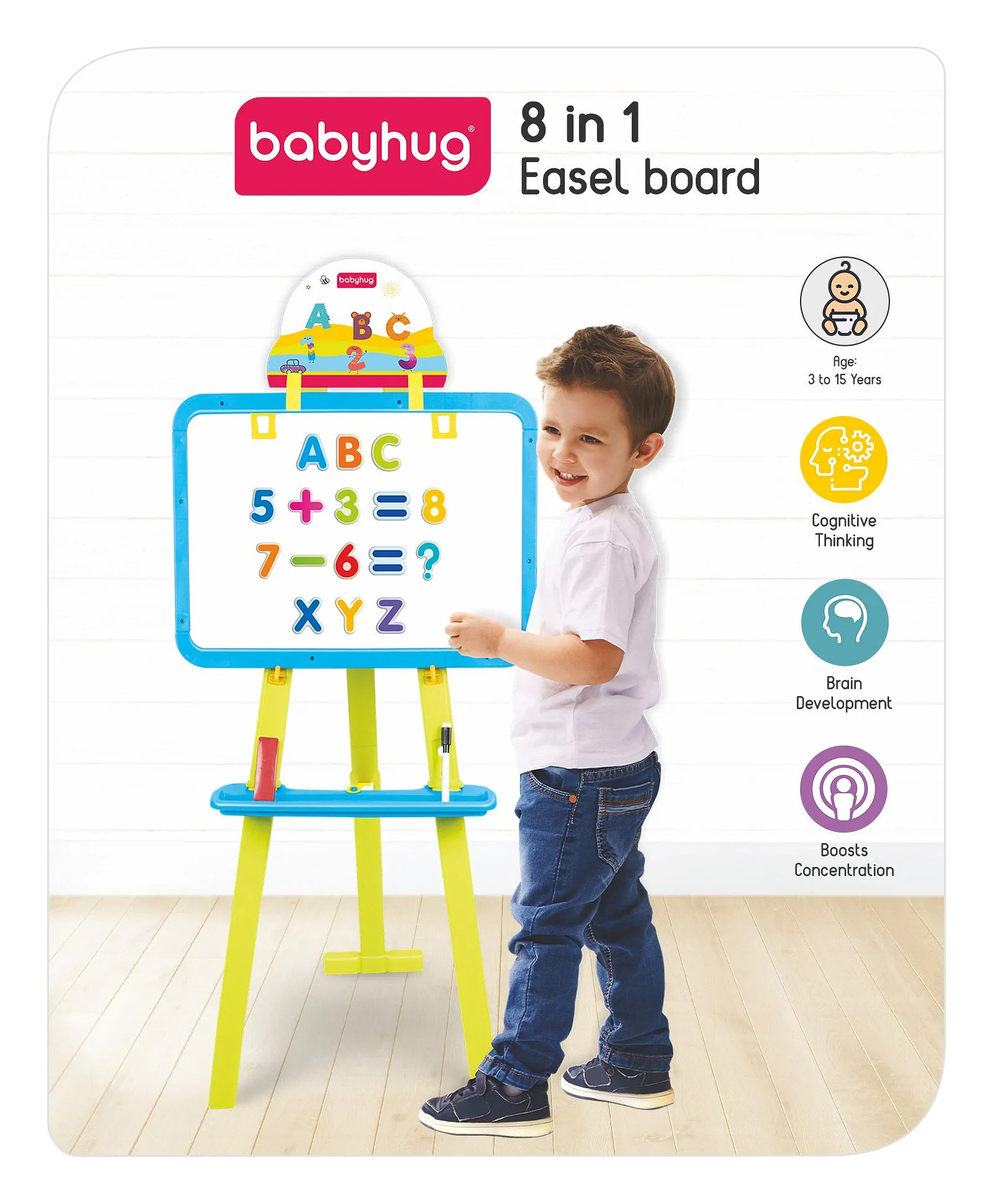 Buy Babyhug 8 in 1 Easel board with Magnetic Letter & Numbers Set ...