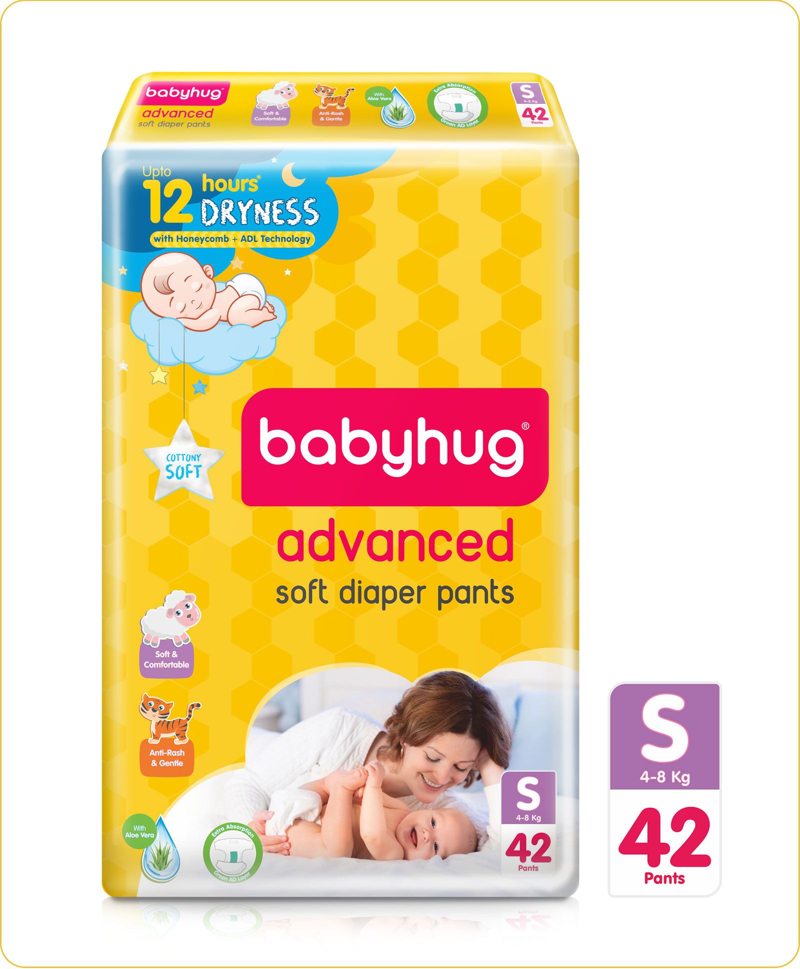 Buy Babyhug Advanced Pant Style Diapers Small - 42 Pieces & Babyhug ...