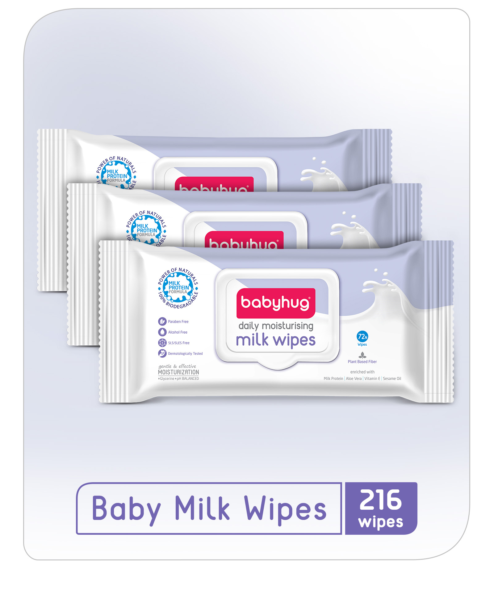 Buy Babyhug Daily Rich Moisturising Milk Wipes 72 Pieces - Pack of 3 ...