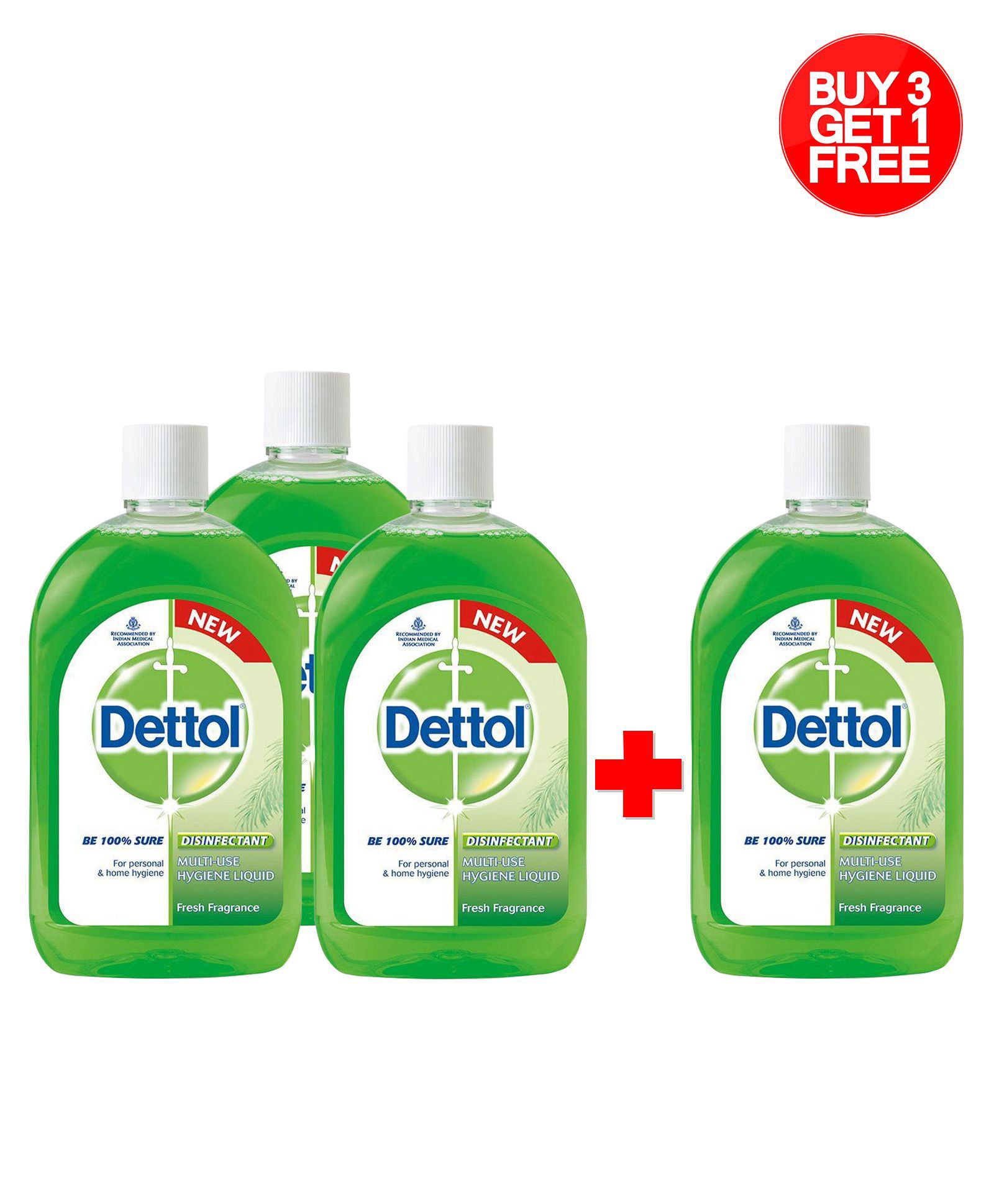 Buy Dettol Multiuse Hygiene Liquid - 500 ml - Buy 3 Get 1 Free Online ...