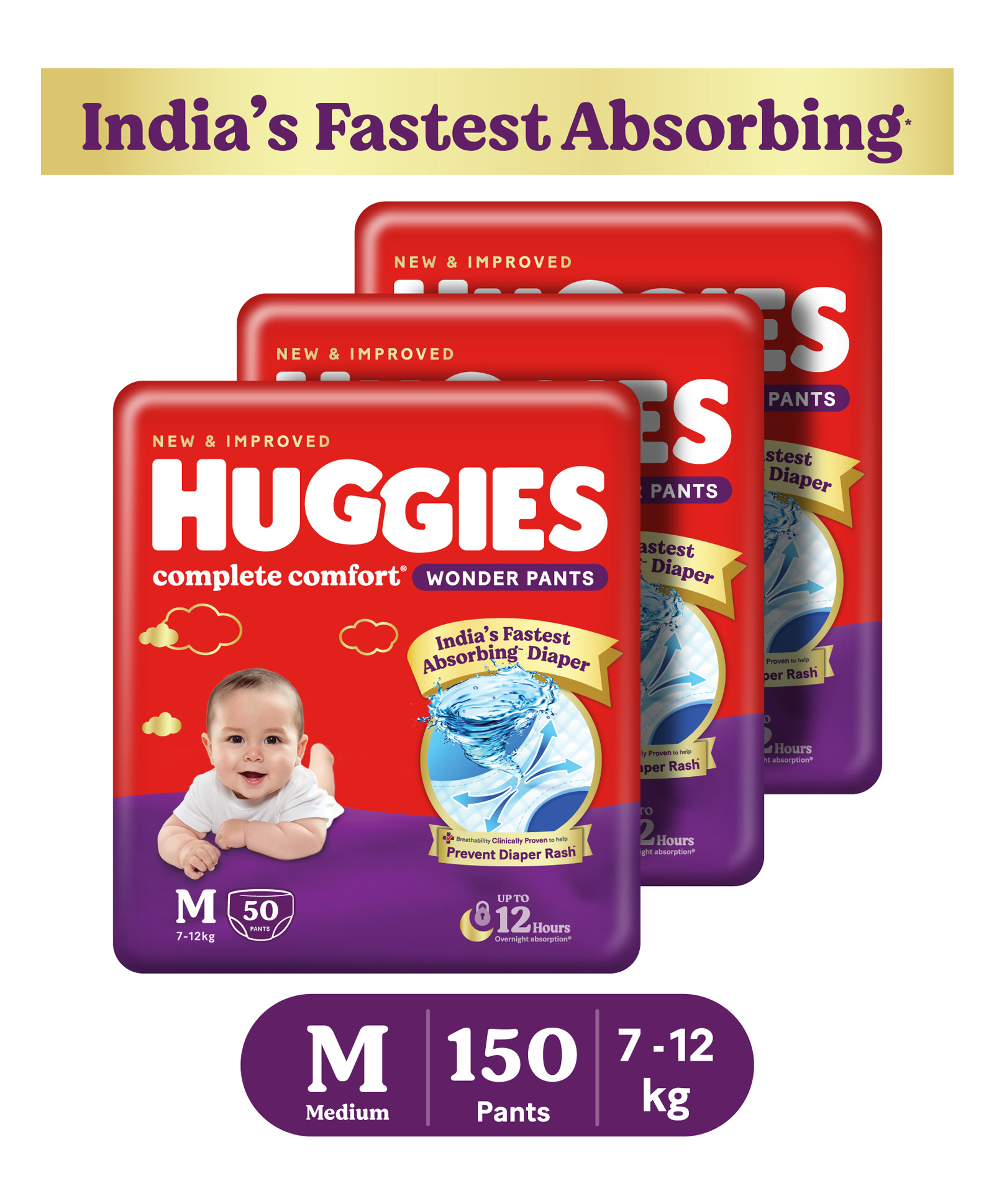 Buy Huggies Wonder Pants Medium Pant Style Diapers - 50 Pieces - ( Pack ...