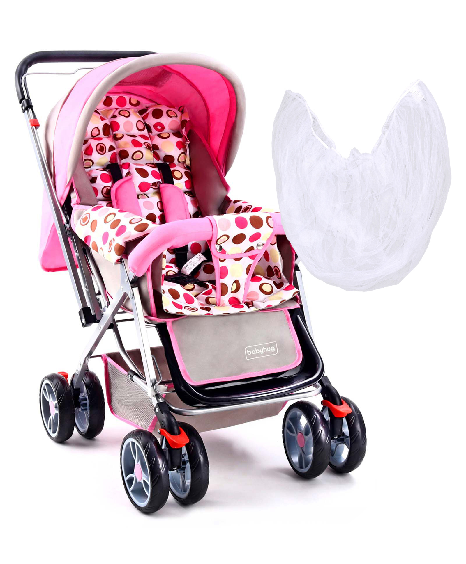 Buy Babyhug Comfy Ride Stroller With Reversible Handle - Pink Online at ...