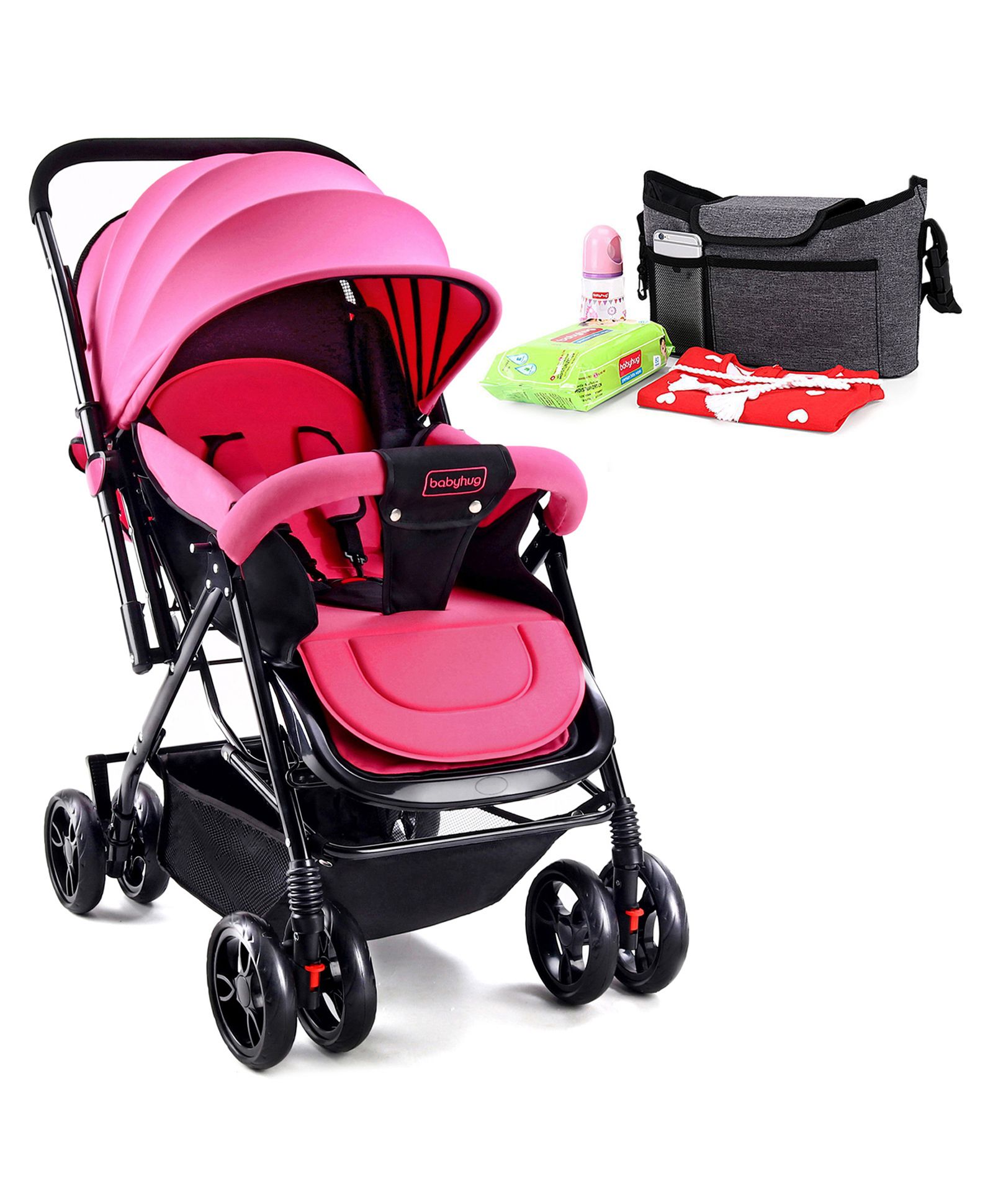 Buy Babyhug Symphony Stroller With Reverisble Handle & Mosquito Net ...