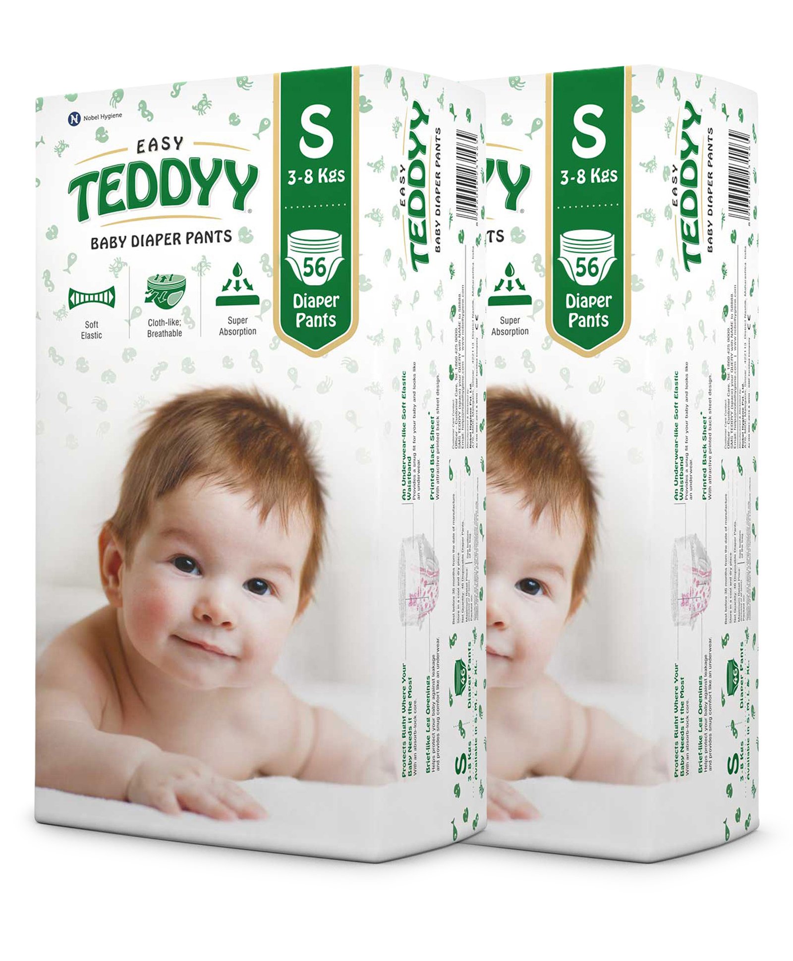 Buy TEDDYY Easy Baby Diaper Pant Small Size - 56 Pieces - (Pack of 2 ...