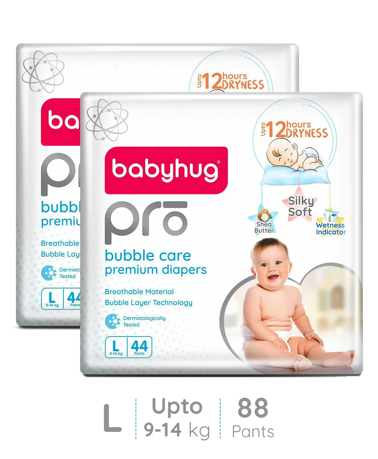 Buy Babyhug Pro Bubble Care Pant Style Diapers Large - 44 Pieces ...