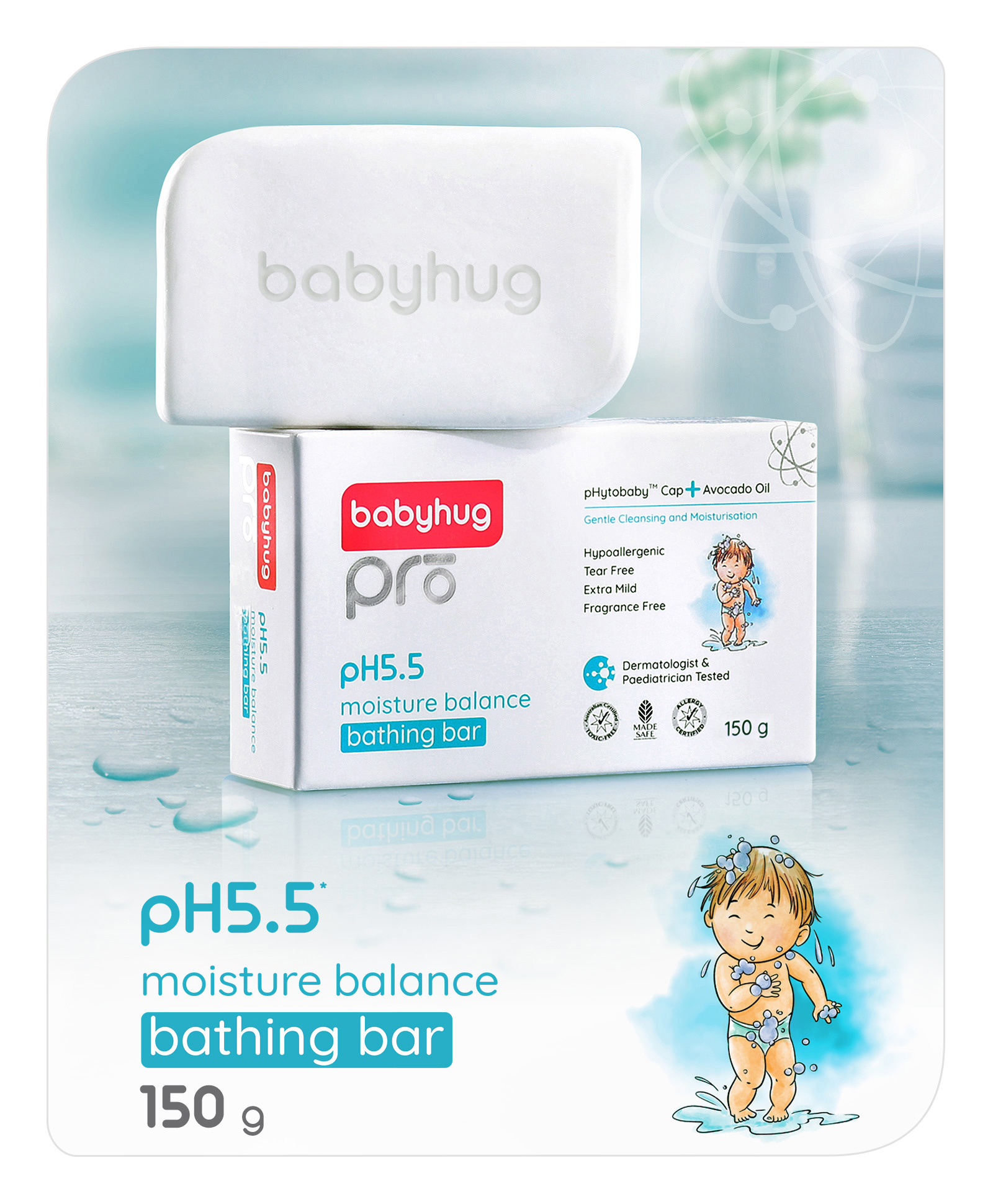Buy Babyhug Pro pH 5.5 Moisture Balance Bathing Bar - 150 gm (Pack of 2 ...