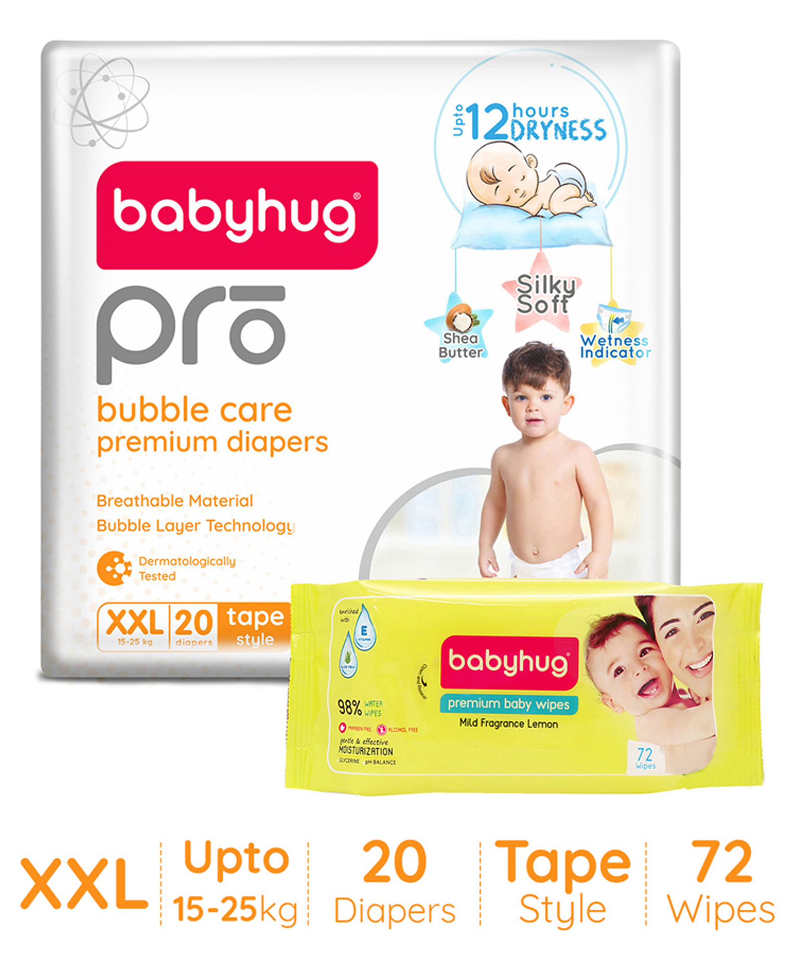 Buy Babyhug Pro Bubble care premium Tape Style Diaper XX Large - 20 ...