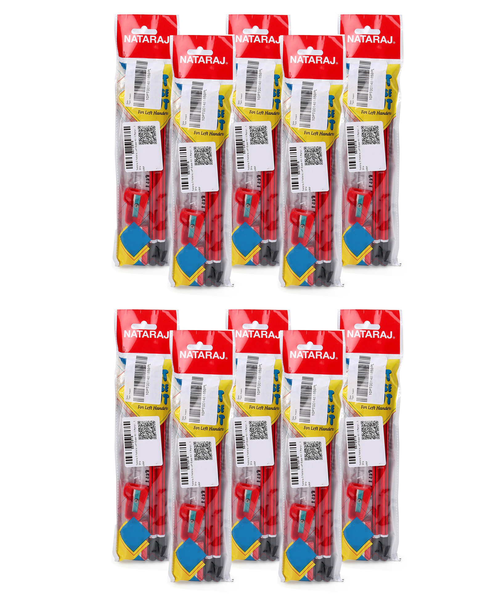 Buy Nataraj Left Ease Kit Pack Of 4 - Multicolor Combo Value Pack Of 10 ...