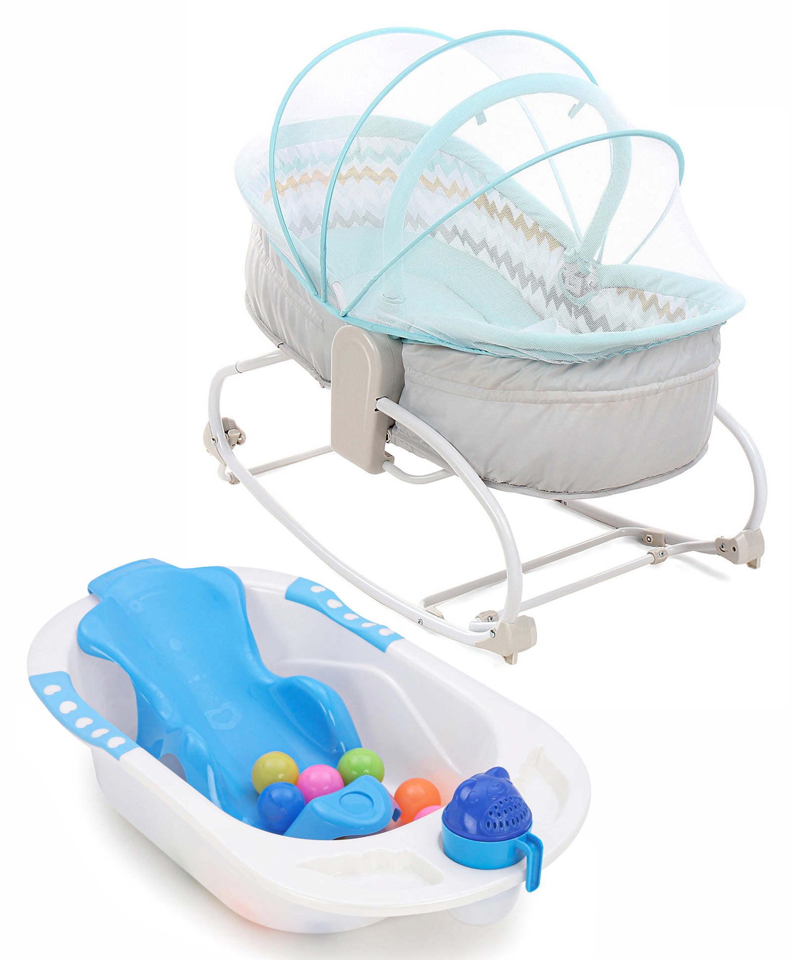 Buy Baby Bathing Set With Detachable Bath Sling - Blue and Babyhug Opal ...