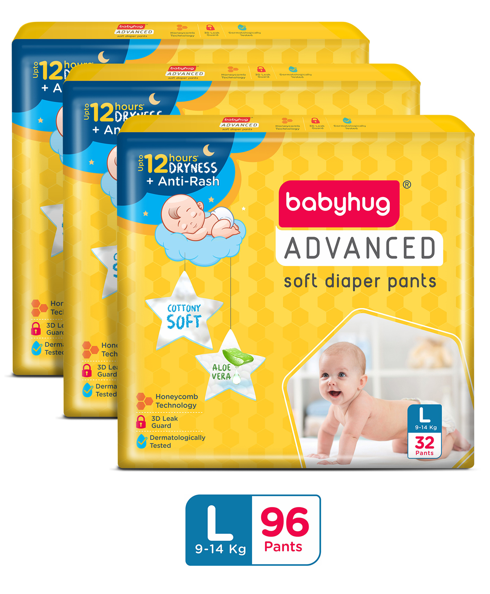 Buy Babyhug Advanced Pant Style Diapers Large - 32 Pieces - (Pack of 3 ...