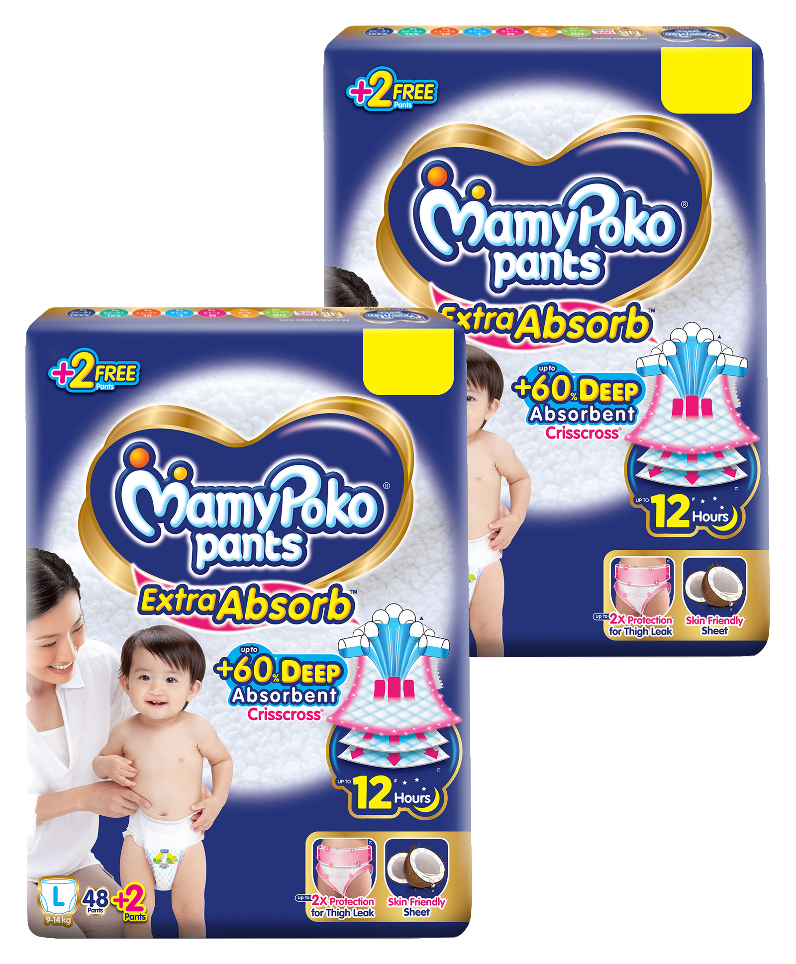 Buy MamyPoko Extra Absorb Pants Style Diapers (Large) 50 - (Pack of 2 ...