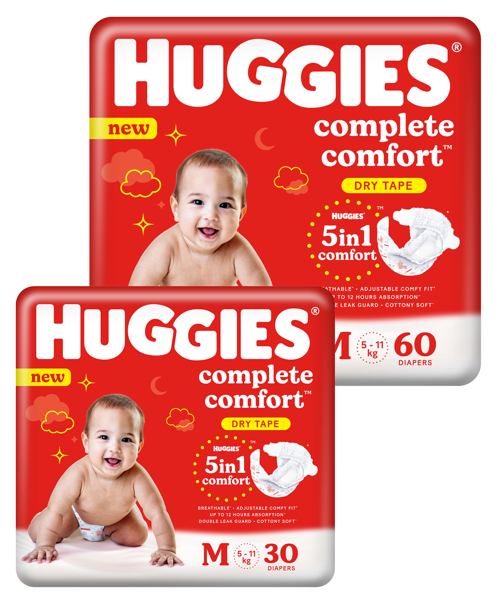 Buy Huggies New Dry Taped Diapers Medium - 60 Pieces &Huggies Dry ...