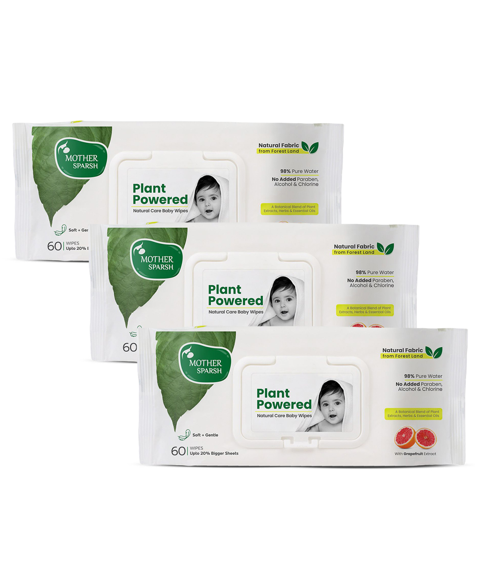 Buy Mother Sparsh Plant Powered Natural Baby Wipes With Grapefruit ...