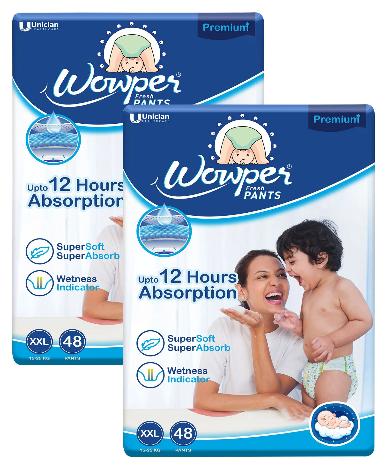 Buy Wowper Baby Pant Style Diaper with 3D Diamond Cross Core Double ...