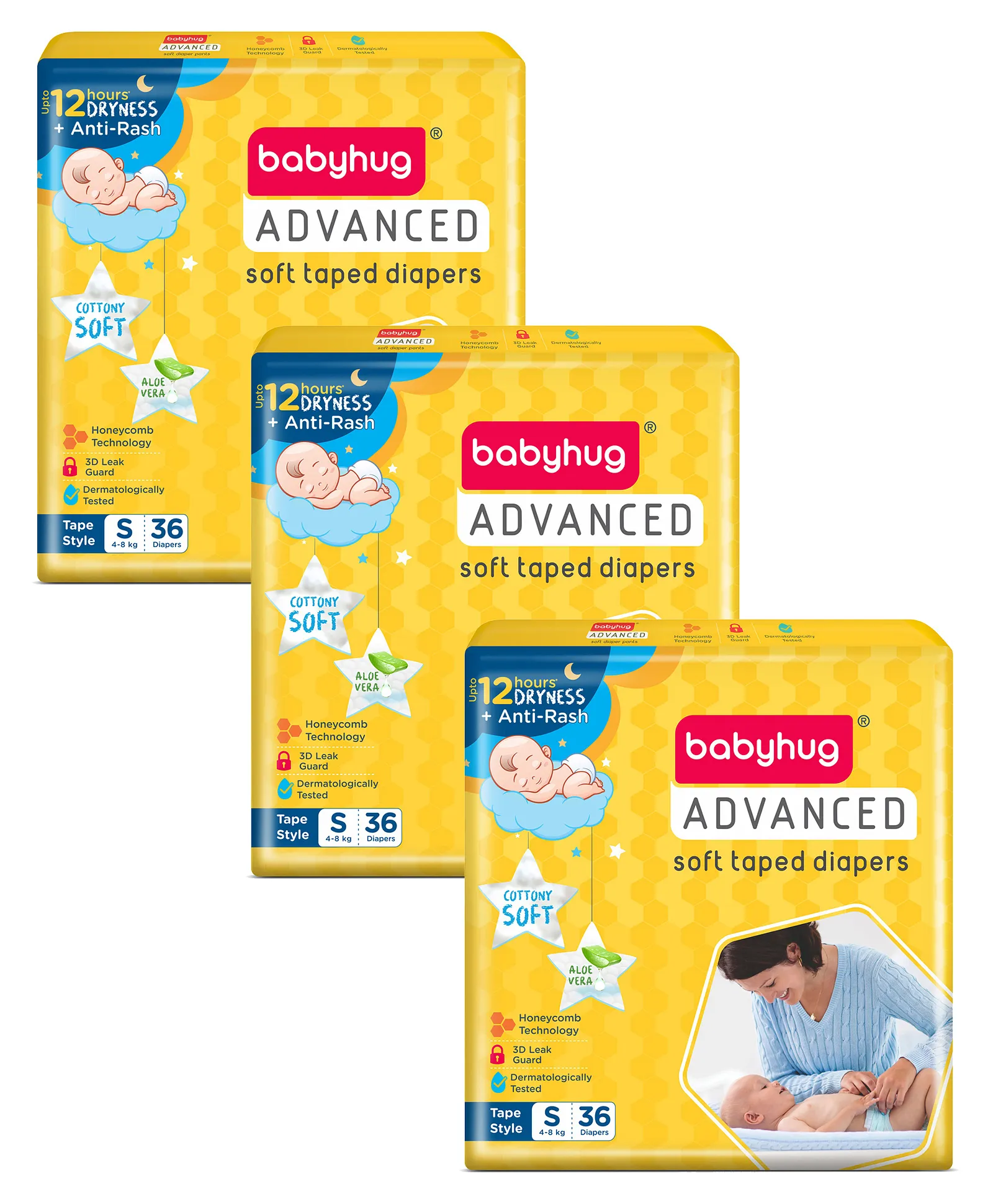 Buy Babyhug Advanced Tape Style Diapers Small Size - 36 Pieces - (Pack ...