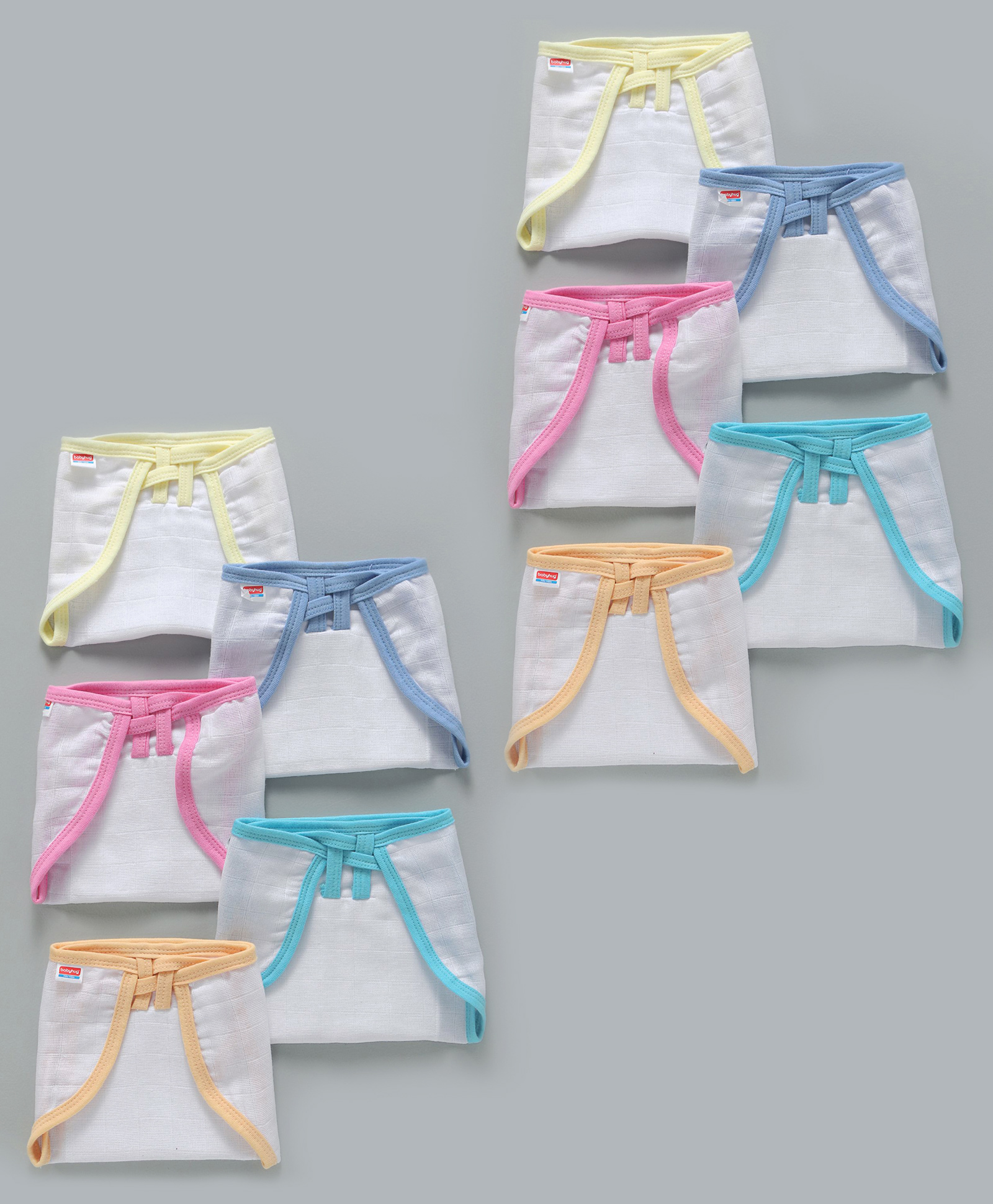 Buy Babyhug U Shape Muslin Nappy Set Extra Small Pack Of 5 - Multicolor ...