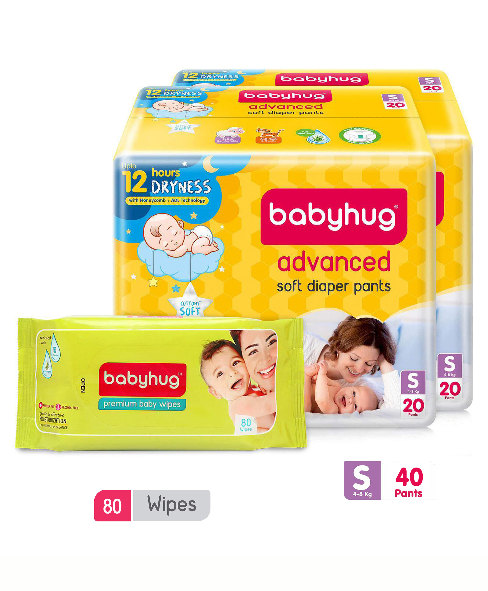 Buy Babyhug Advanced Pant Style Diapers Small - 20 Pieces Pack of 2 ...