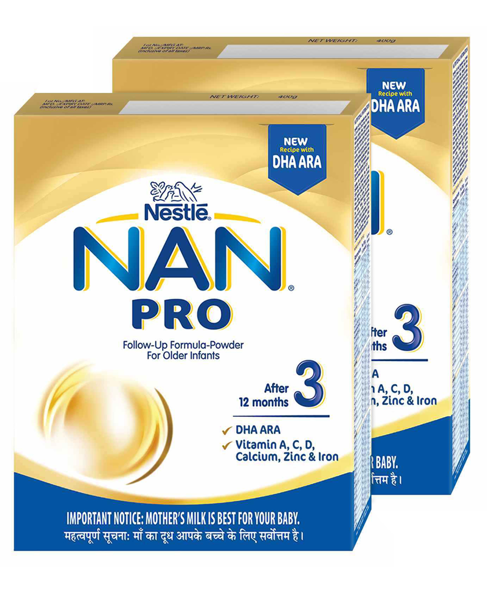Buy Nestle Nan Pro 3 Follow-up Formula Powder 400 g(Pack of 2) Online ...