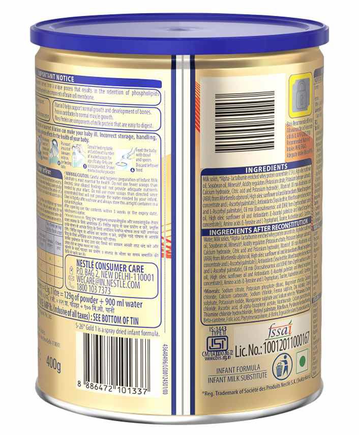 Buy Nestle S-26 Gold Infant Formula Powder Stage 1 Tin Pack - 400 g ...